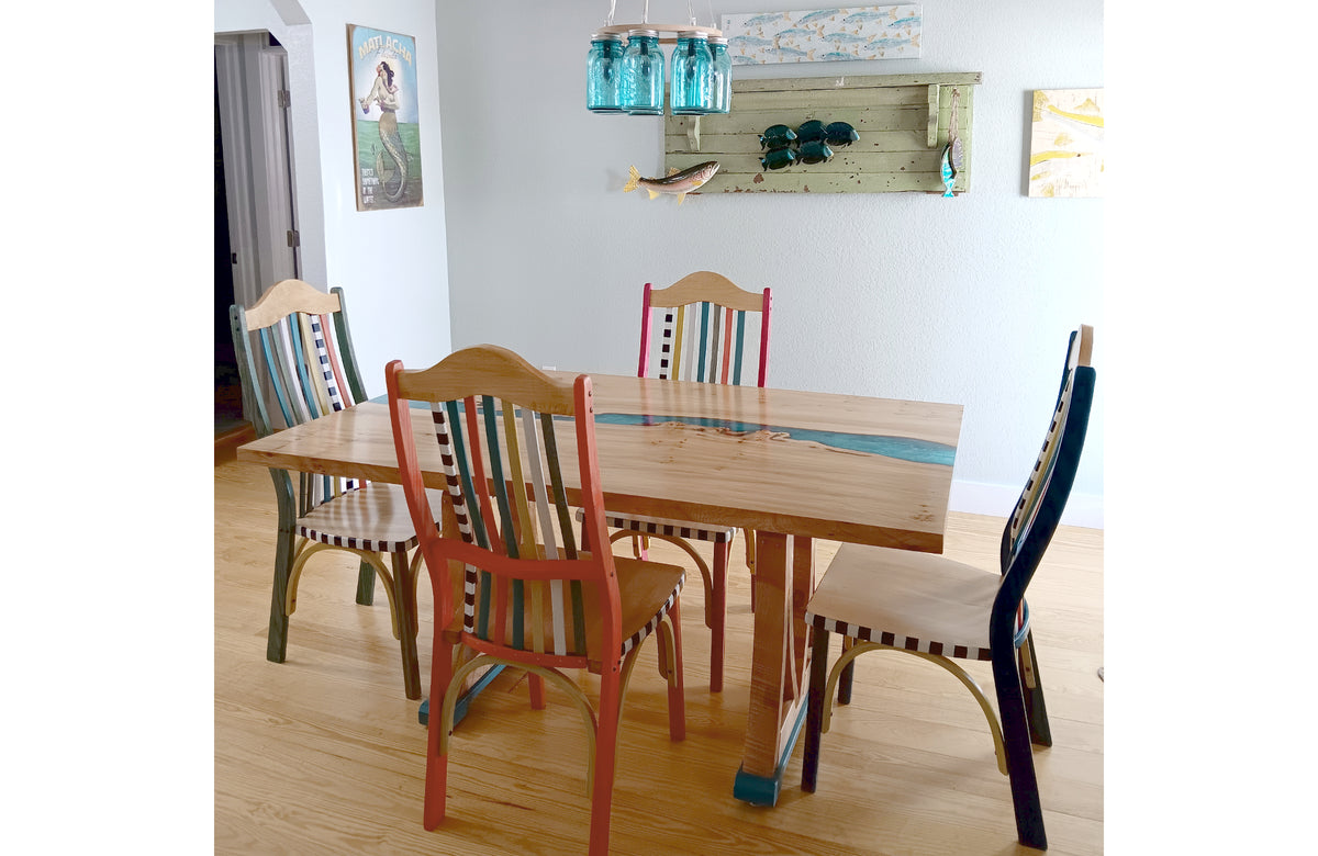Portfolio Piece | Burly Grey Elm Blue River Table – IP Furniture Designs